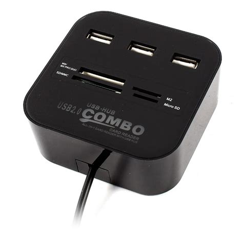 3 Port Usb Hub Tf Sd M2 Card Reader Combo Adapter For Computer Laptop