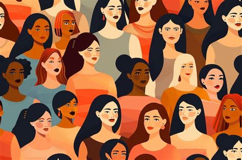 Women From Different Ethnicities Pattern Premium Ai Generated Vector