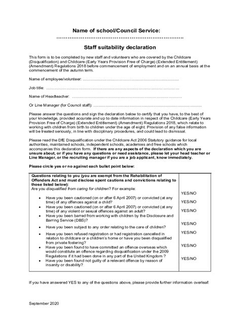 Fillable Online Staff Suitability Declaration Form Fax Email Print Pdffiller