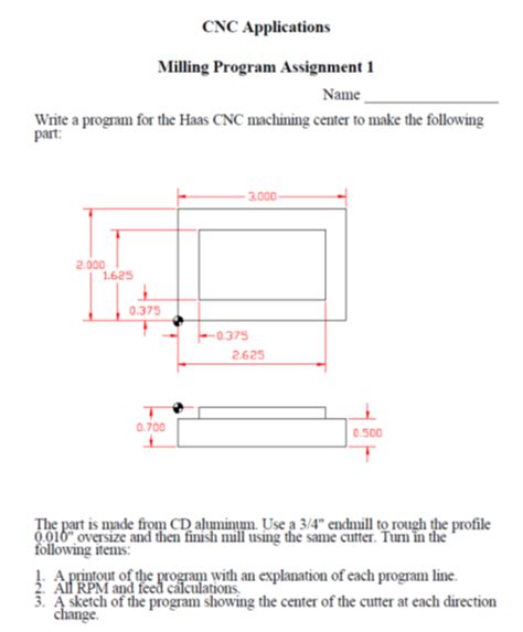 Solved Cnc Applications Milling Program Assignment 1 Name