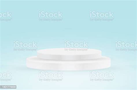 둥근 흰색 무대 연단은 파란색 배경에 빛으로 조명됩니다 제품 프레젠테이션을 위한 벡터 0명에 대한 스톡 벡터 아트 및 기타 이미지 0명 1위 3차원 형태 Istock
