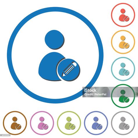 Edit User Account Icons With Shadows And Outlines Stock Illustration Download Image Now