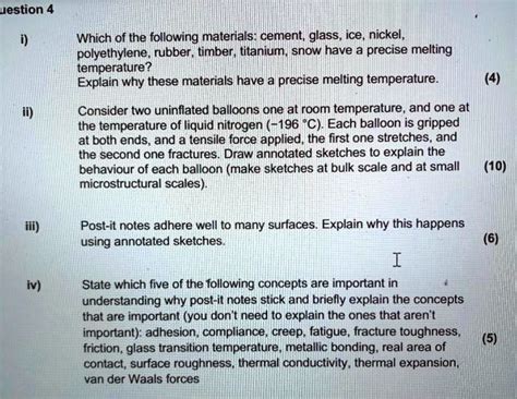 Solved Question 4 I Which Of The Following Materials Cement Glass