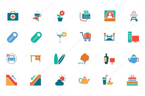 Hotel And Restaurant Colored Vector Icons 4 Stock Vector Image By ©creativestall 76866471