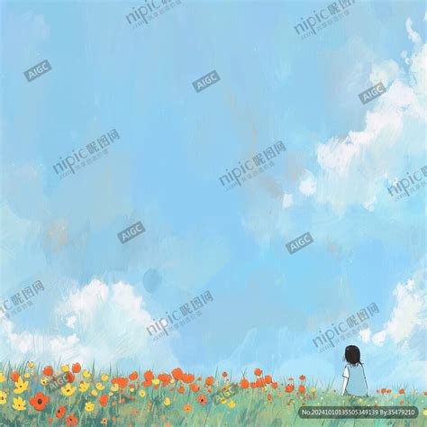Ai创作图花丛女孩插画 手绘春季主题朦胧插画 地平线韩国唯美插画 插画蓝天白云 蒲公英的约定女孩背景图 花丛中的男生背影 蓝天白云小女孩风车 仰望鲜花蓝天白云 采花的女孩插画 蓝天白云小花