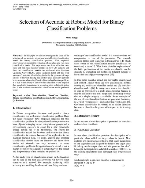Selection Of Accurate And Robust Model For Binary Classification Problems Issn 2348 6090