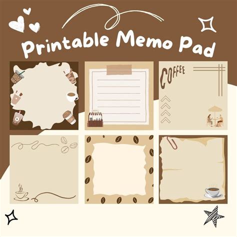 Printable Coffee Memo Pad Office Memo Sheet To Do List Mini Memo Pad Cute Memo Pad Template