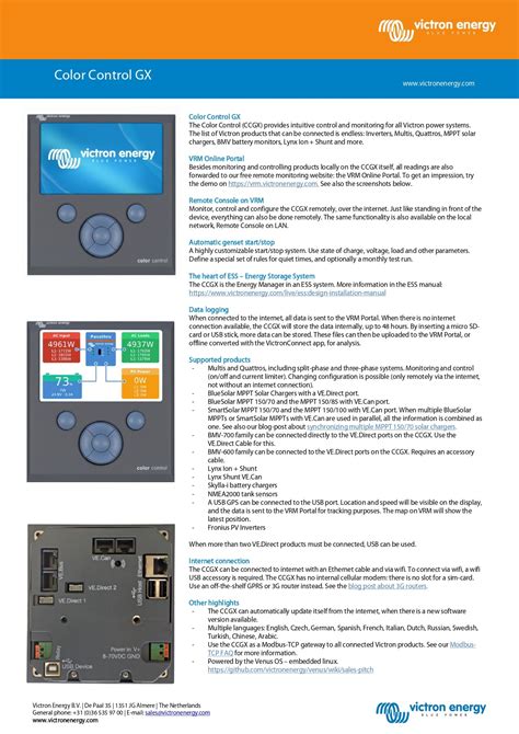 Victron Energy Color Control Gx System Display｜2 4 Weeks Ship Time Solar Kit Depot