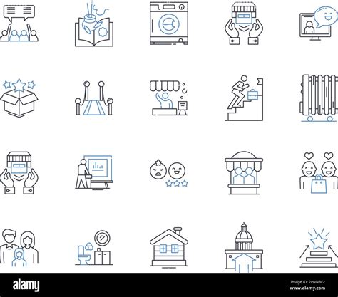 Information Hubs Line Icons Collection Knowledge Resource Repository