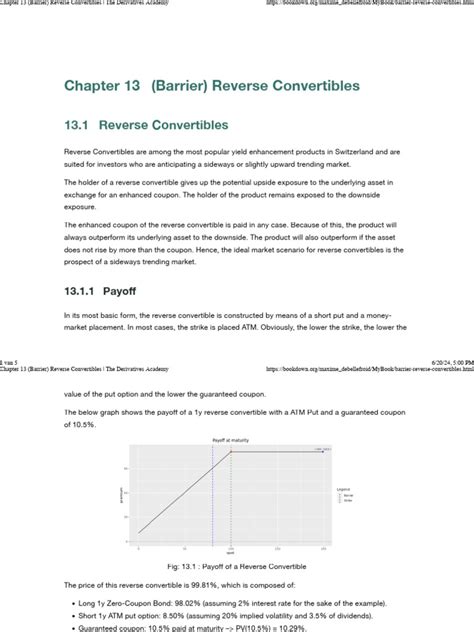 Chapter 13 Barrier Reverse Convertibles Pdf Derivative Finance Option Finance