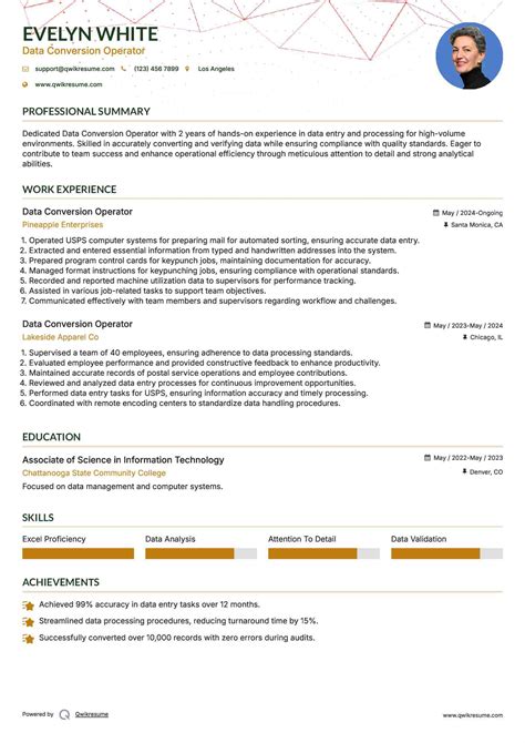 10 Data Conversion Operator Resume Samples And Templates For 2025