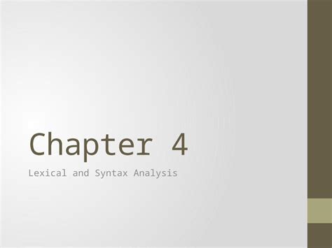 Pptx Chapter 4 Lexical And Syntax Analysis Chapter 4 Topics