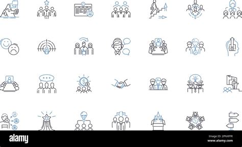 Collaborative Teamwork Line Icons Collection Synergy Cooperation Partnership Unity