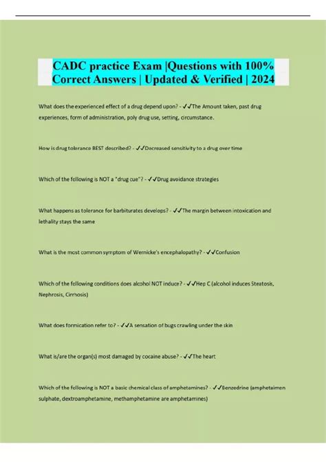 CADC Documentation Questions With Correct Answers Updated Verified CADC