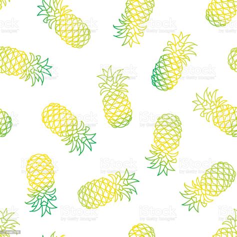 흰색 배경에 파인애플이있는 원활한 패턴 과일 벡터 일러스트레이션 과일에 대한 스톡 벡터 아트 및 기타 이미지 과일 귀여운 노랑 Istock
