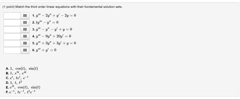 Solved 1 Point Match The Third Order Linear Equations With