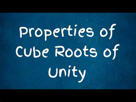 Properties Of Cube Roots Of Unity YouTube