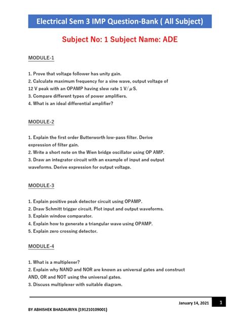 Electrical Sem 3 Imp Question Bank Complete 2023 All Subject Pdf