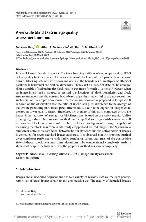A Versatile Blind Jpeg Image Quality Assessment Method Request Pdf