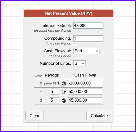 Net Present Value Calculator Excel Template Calculate Investments Profitability Templatesz234