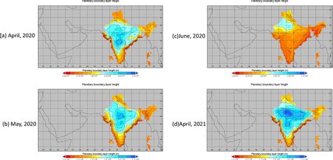 Overlay Maps Of Planetary Boundary Layer Height M Monthly Download Scientific Diagram