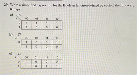 Solved 29 Write A Simplified Expression For The Boolean
