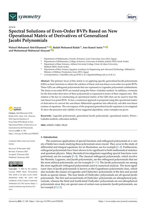 Pdf Spectral Solutions Of Even Order Bvps Based On New Operational