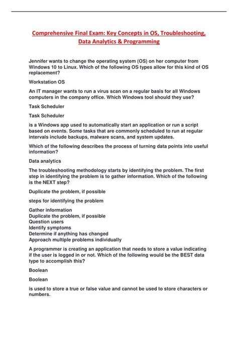 Comprehensive Final Exam Key Concepts In Os Troubleshooting Data Analytics And Programming