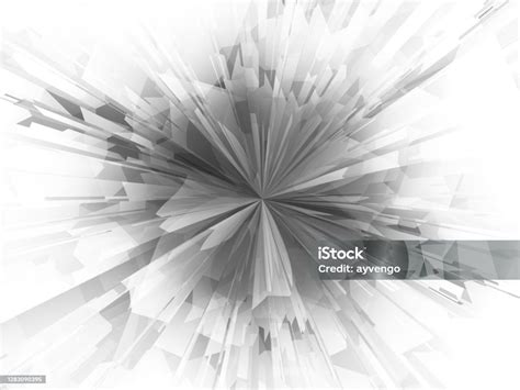 기하학적 디지털 폭발 하이퍼 줌 추상 기술 배경 미래지향적인 개념 다각형 모양은 중심또는 생성및 플라이 아웃하는 경향이 있습니다