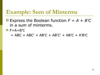 Logic Design Chapter 3 Boolean Algebra PPT
