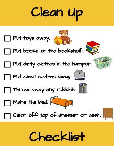 Clean Up Checklist Cleaning Clothes Desk Checklist Dirty Clothes