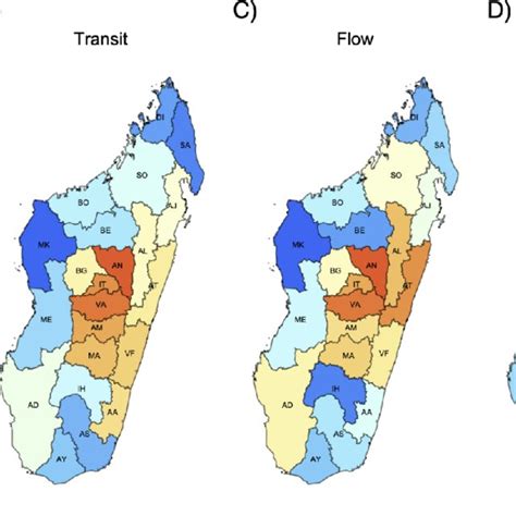 A Comparison Of The Four Main Mobility Matrices Used The Regions Are