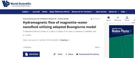 Hydromagnetic Flow Of Magnetitewater Nanofluid Utilizing Adapted Buongiorno Model St Thomas
