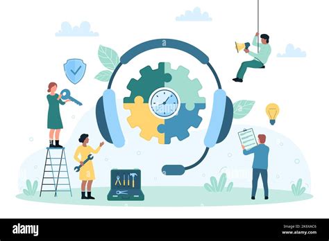 Maintenance And Technical Support Service For Customers Vector Illustration Cartoon Tiny People