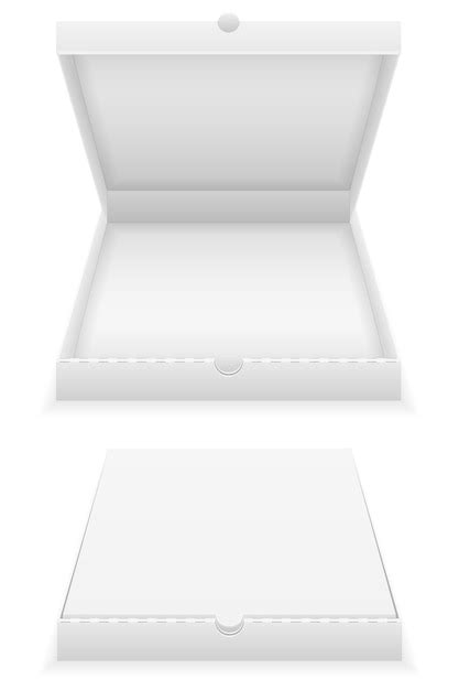 화이트 골 판지 피자 상자 빈 서식 파일 프리미엄 벡터