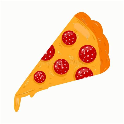 Pizza Slice With Melted Cheese And Pepperoni Stock Vector