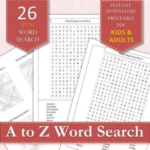 Alphabet Word Search Puzzles Printable 21 Words Per Letter A Z Fun
