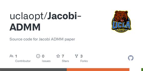 Github Uclaoptjacobi Admm Source Code For Jacobi Admm Paper