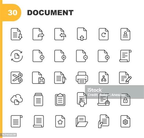 문서 줄 아이콘입니다 편집 가능한 스트로크 픽셀 완벽한 모바일 및 웹용 계약 인증서 차트 클립보드 구성 데이터 다운로드 전자 메일 파일 이미지 법률 보고서 이력서 검색 보안