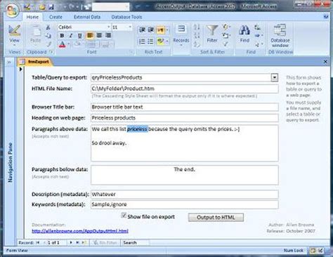 Ms Access Export Multiple Tables To Html Files Software With License