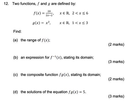 Solved Two Functions F And G Are Defined By F X Chegg