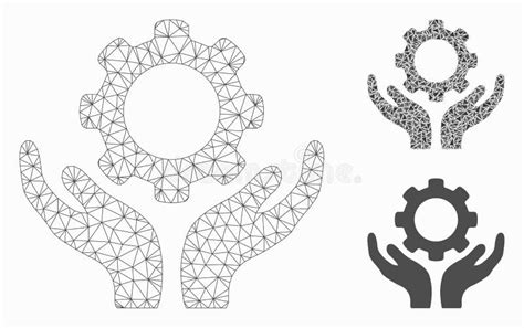 Repair Service Hands Vector Mesh Carcass Model And Triangle Mosaic Icon Stock Vector