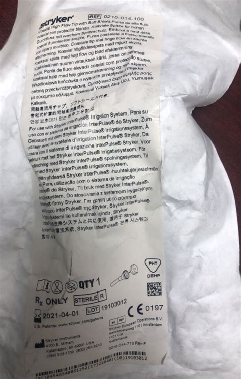 New Stryker 0210 014 100 Co Axial High Flow Tip With Soft Shield For Interpulse Disposables