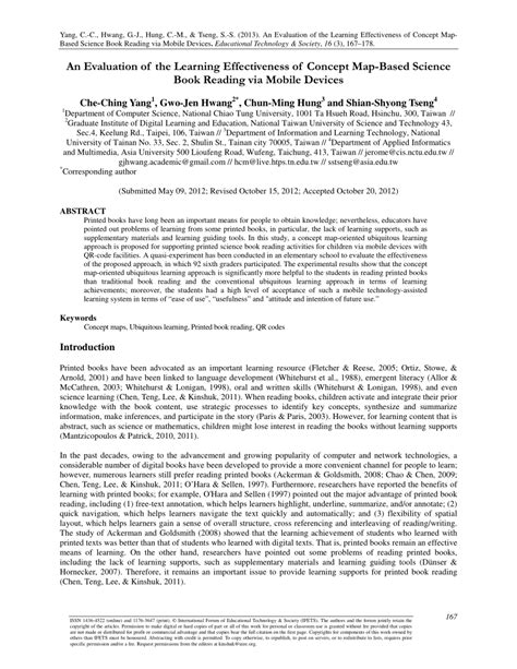 Pdf An Evaluation Of The Learning Effectiveness Of Concept Map Based Science Book Reading Via