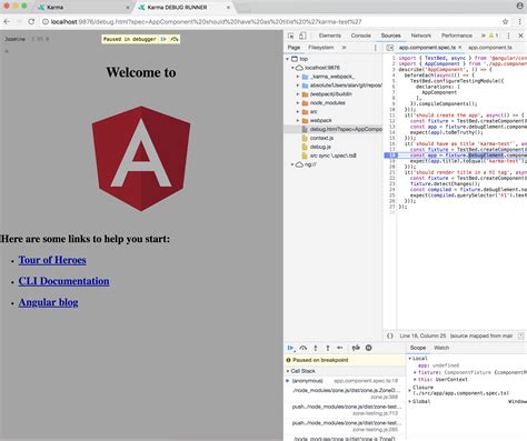 Cannot Debug Tests In Karma For Projects Generated With Version Cli 61 Or 62 No Source Maps