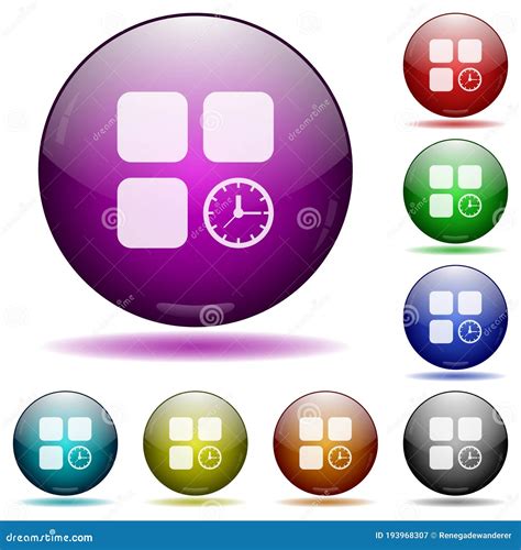 Component Timer Icon In Glass Sphere Buttons Stock Vector