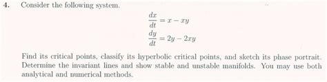 Solved Note This Is A Dynamical Systems Math Question