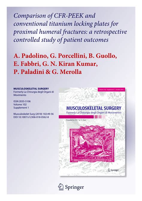 Pdf Comparison Of Cfr Peek And Conventional Titanium Locking Plates For Proximal Humeral