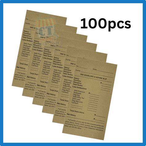 Pay Envelope With Printed Salary Details 100pcs Lazada Ph