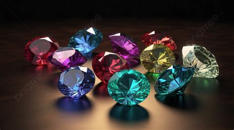 3d Render Of Diamond Colored Stones In Various Gem Shapes Background Diamond Ring Diamond
